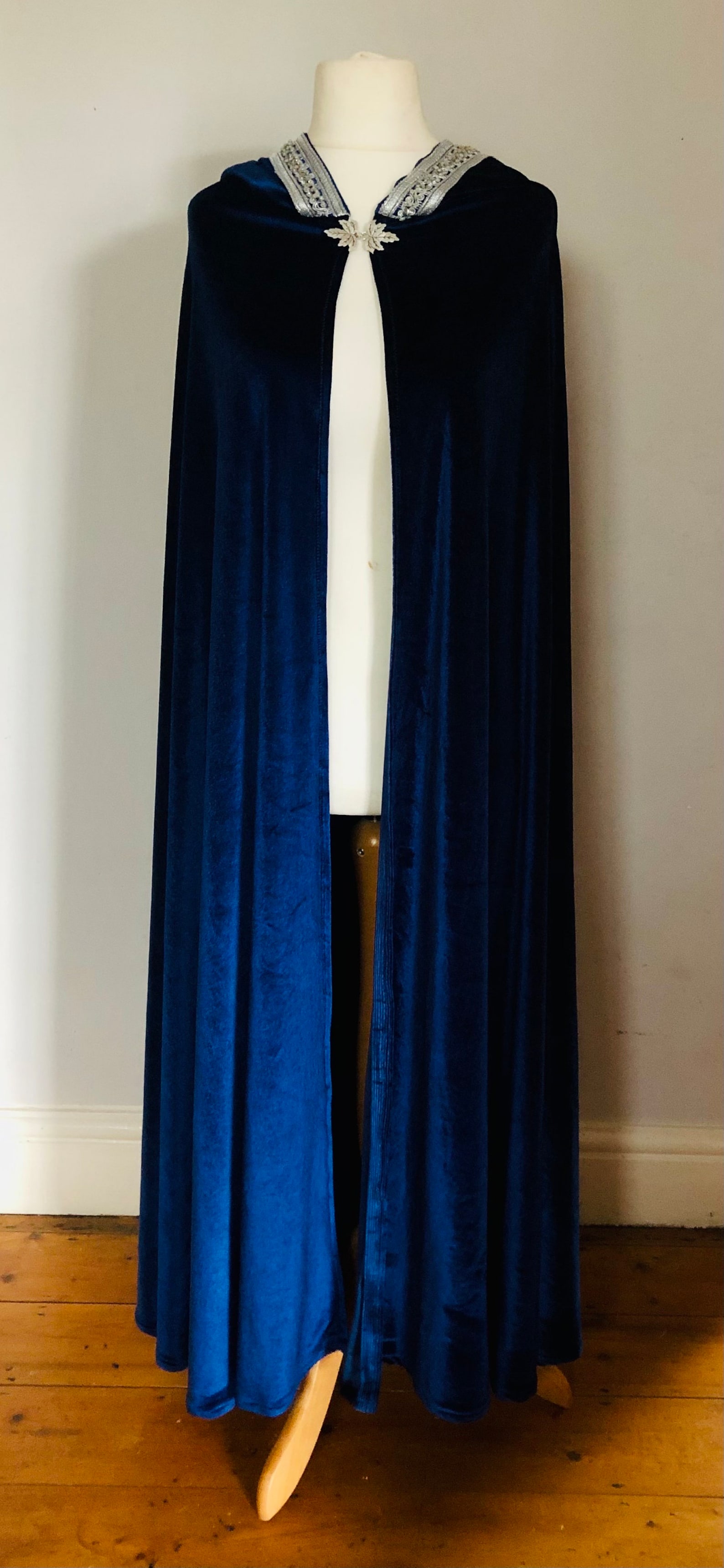 Wedding Cloak/cape With Hood, Navy Blue With Silver Rhinestone Trimming ...