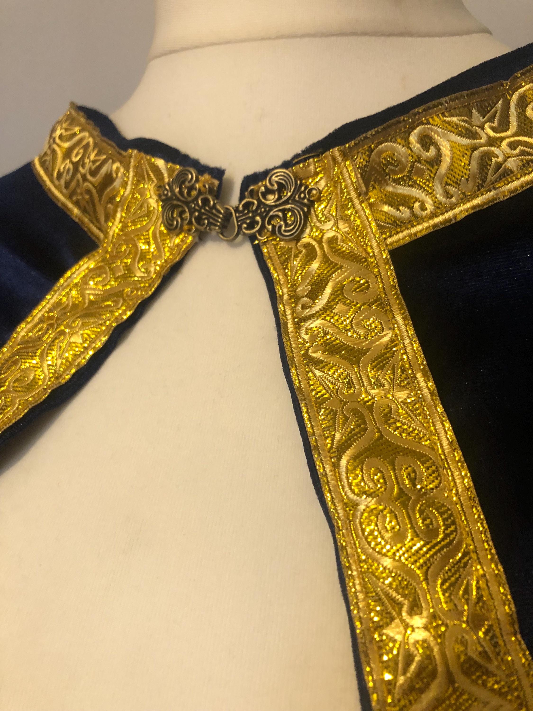 Navy Blue Velvet Cosplay Cloak With Golden Trimming - Etsy