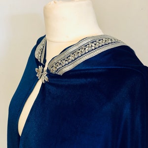 Wedding Cloak/cape With Hood, Navy Blue With Silver Rhinestone Trimming ...