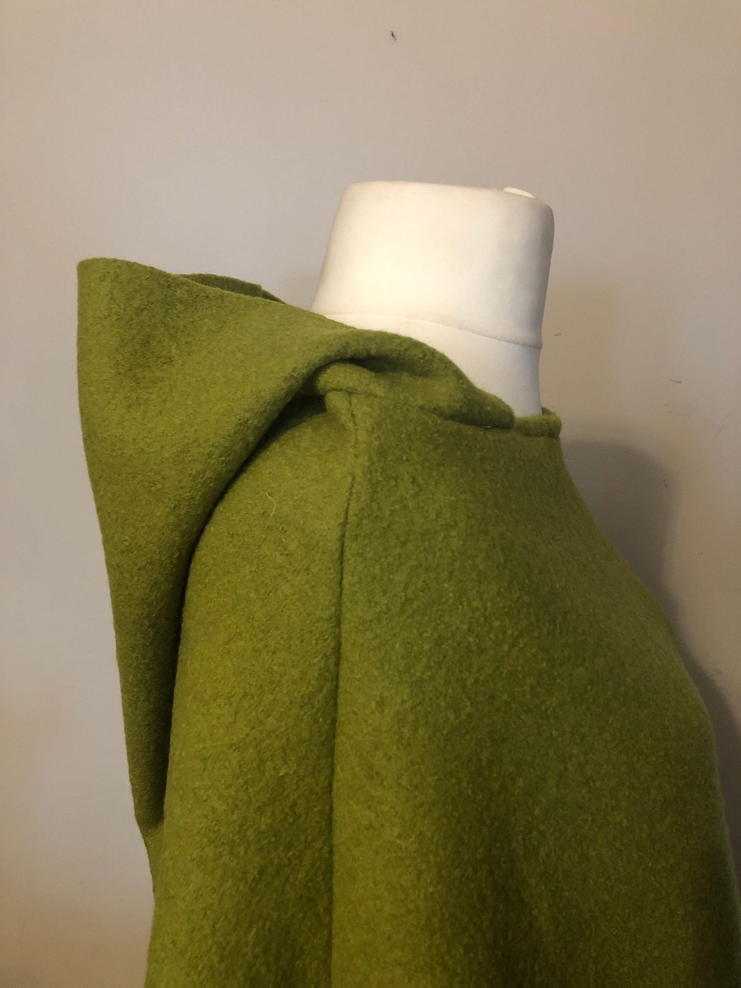 Moss Green Boiled Wool Cloak: Celtic Hooded Poncho - Etsy