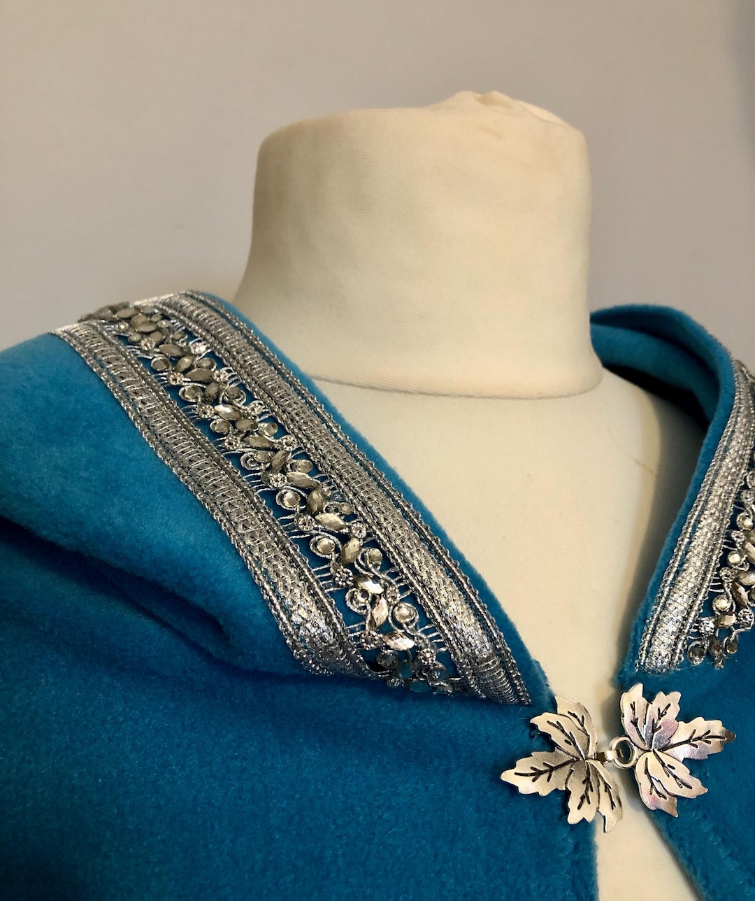 Goddess Cloak in Turquoise With Hood and Silver Rhinestone Trimming ...