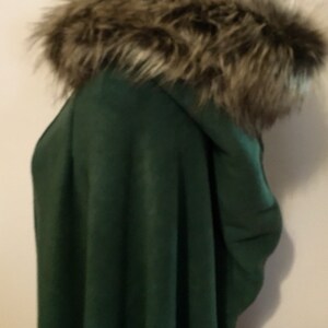 Dark Green Cloak With Faux Fur Lined Hood and Trimming , Blodeuwedd ...