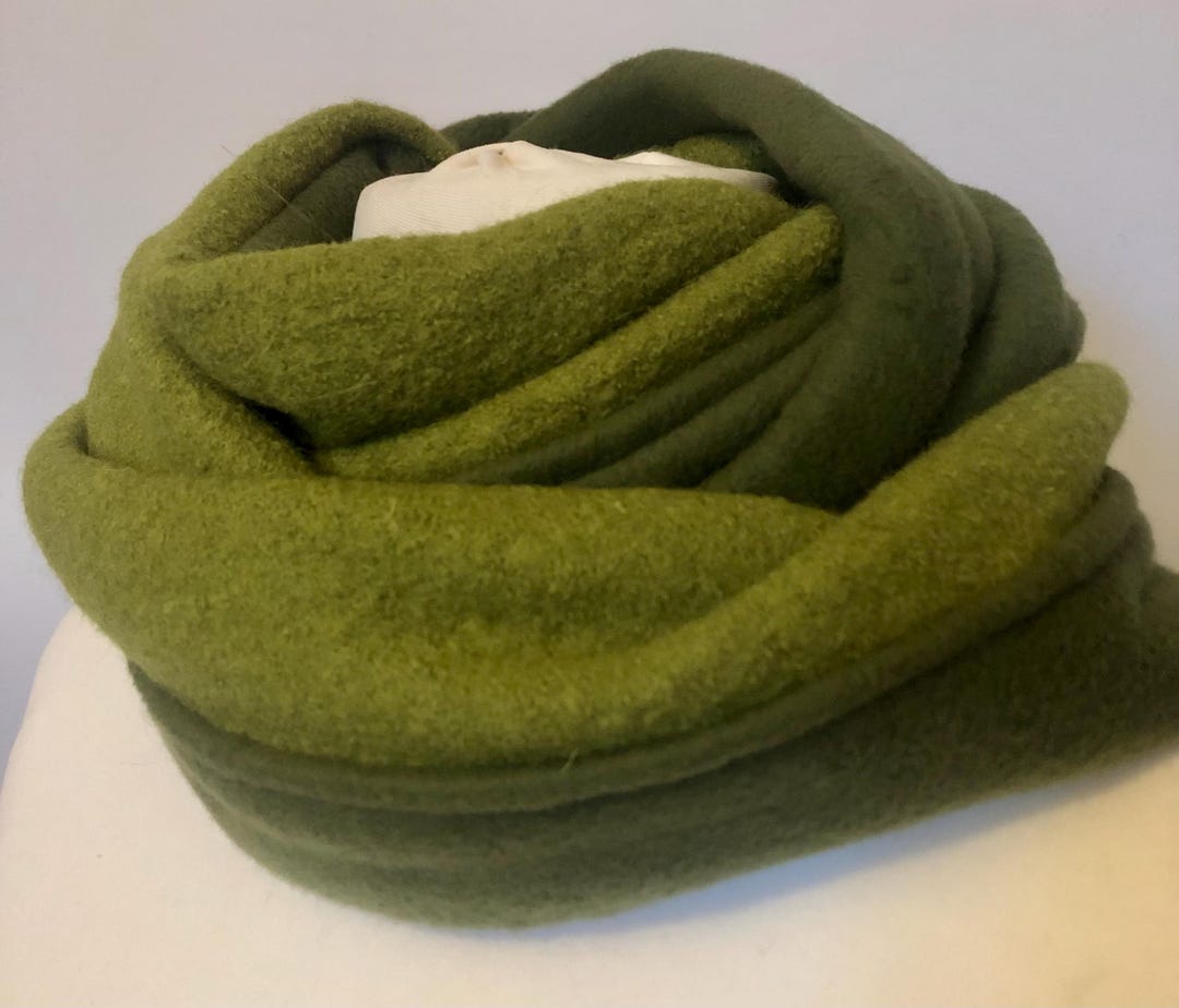 Snood ,moss Green Wool /khaki Organic Cotton Fleece Celtic Style ...