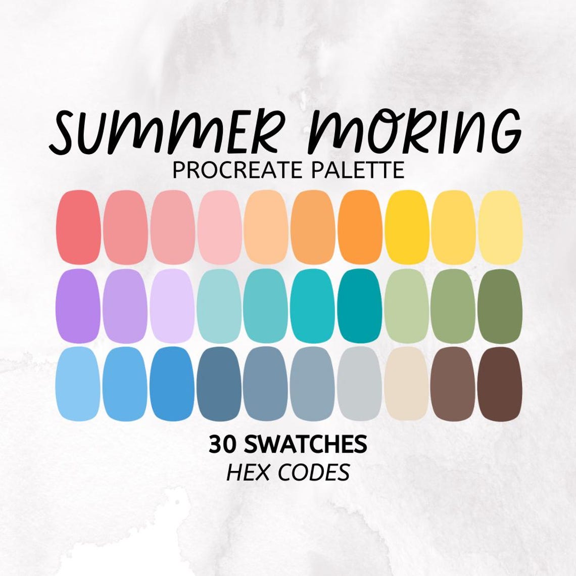 Procreate Color Palette Summer Morning Procreate Palette For Ipad Color Swatches Etsy
