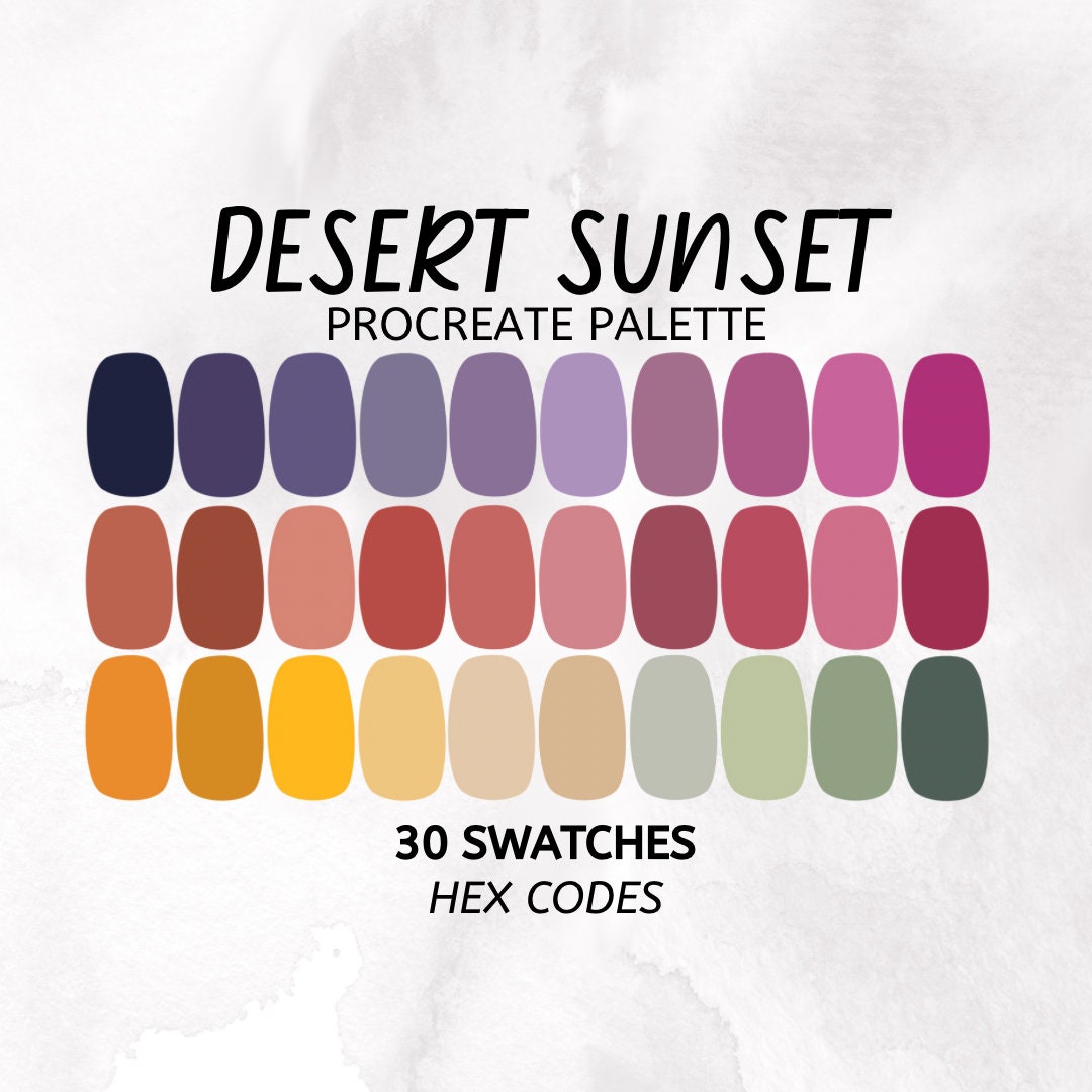 Desert Sunset Procreate Color Palette | 30 Swatches (digital Download ...