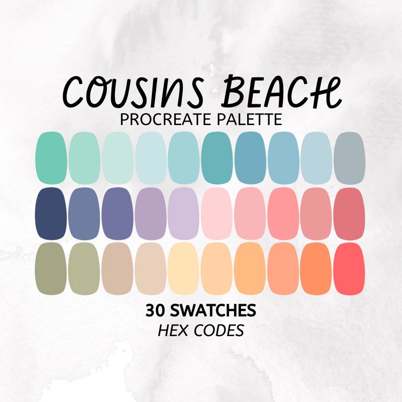 Procreate Color Palette Cousins Beach | Procreate Palette for iPad ...