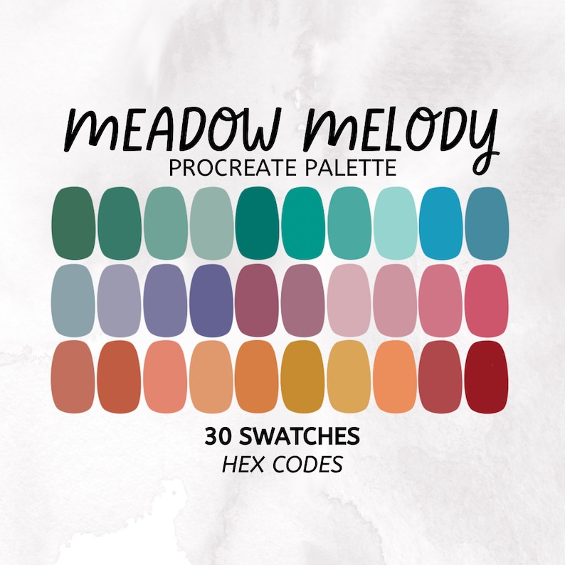 Meadow Melody Procreate Color Palette | 30 Floral Swatches (digital ...