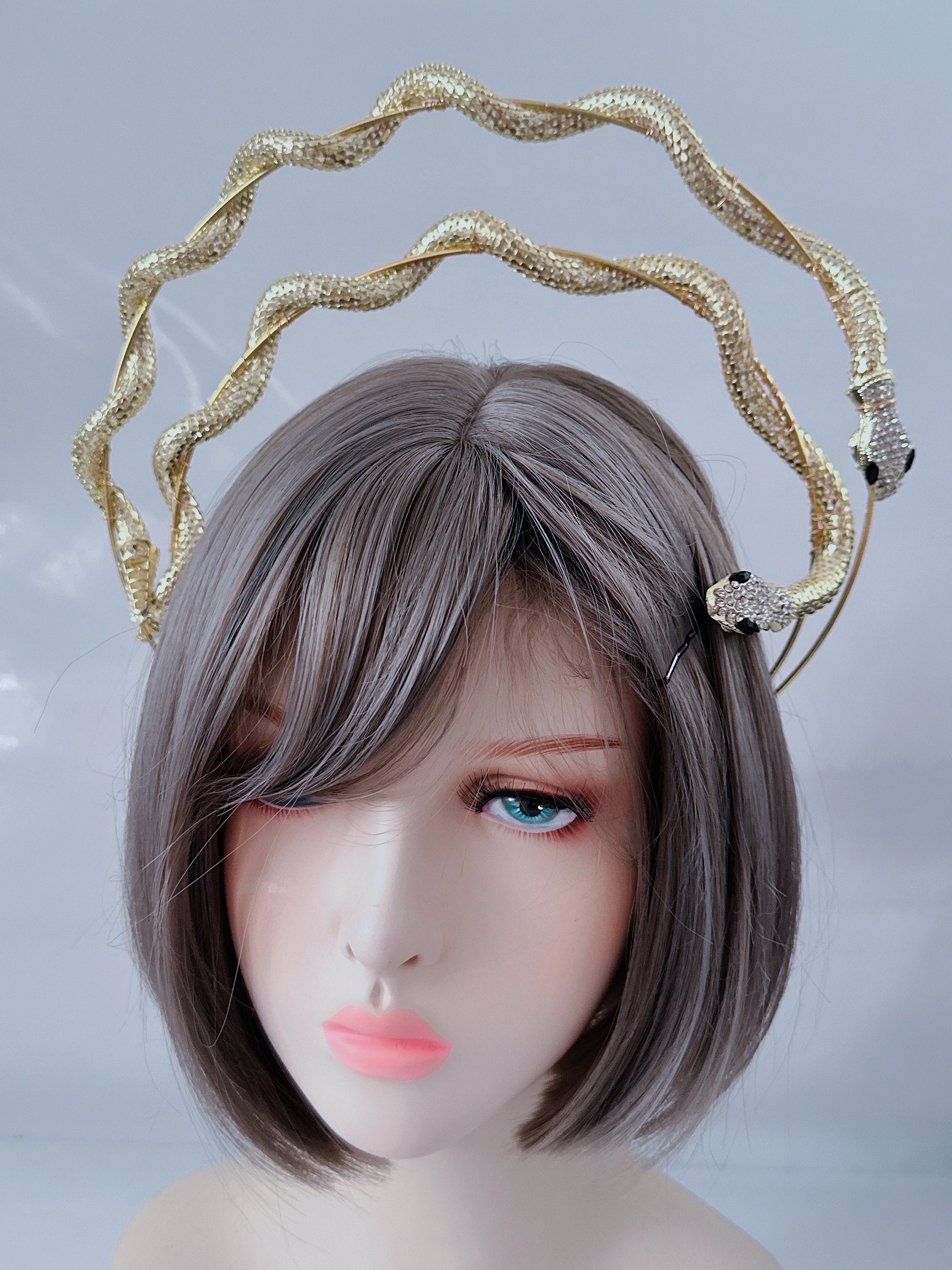 Women Lady Gold Tone Snake Python Medusa Inspired Scary Spooky ...