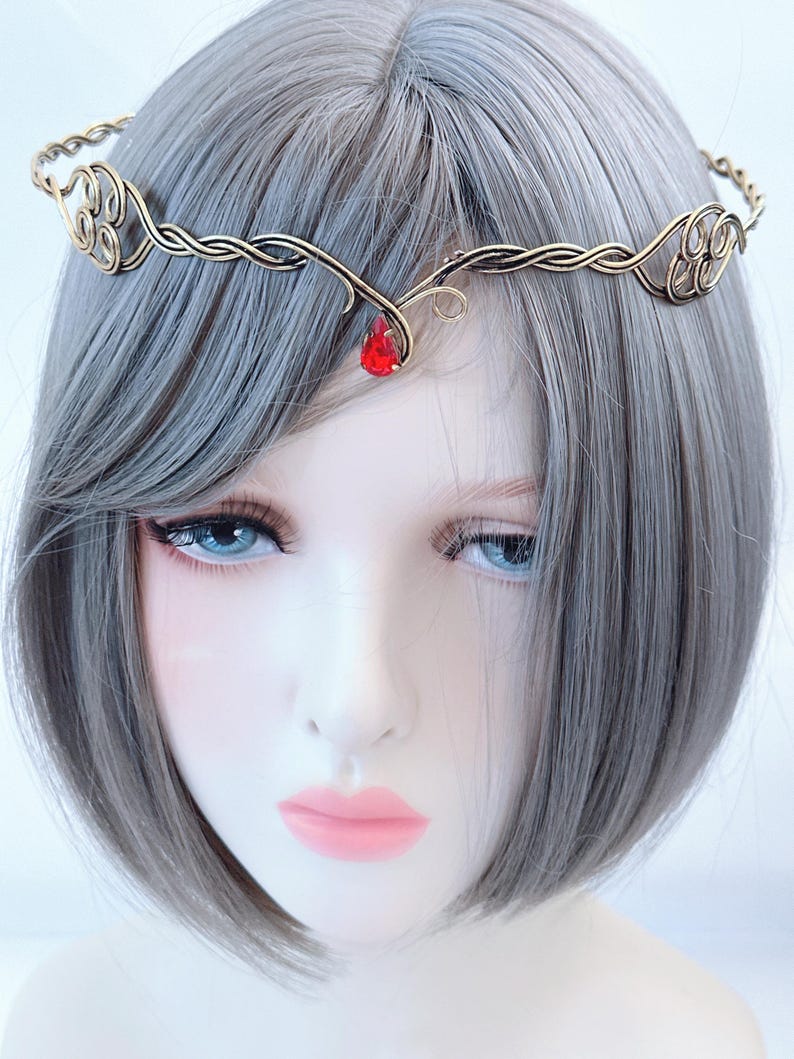 Women Lady Gemstone Bling Forehead Drop Circlet Retro Bronze Color ...