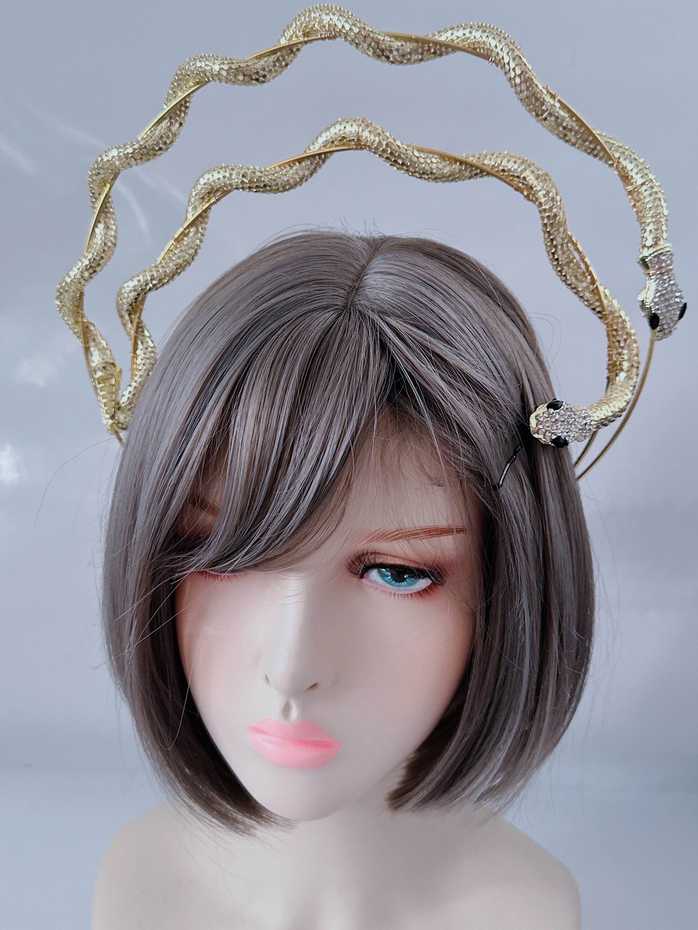 Women Lady Gold Tone Snake Python Medusa Inspired Scary Spooky ...