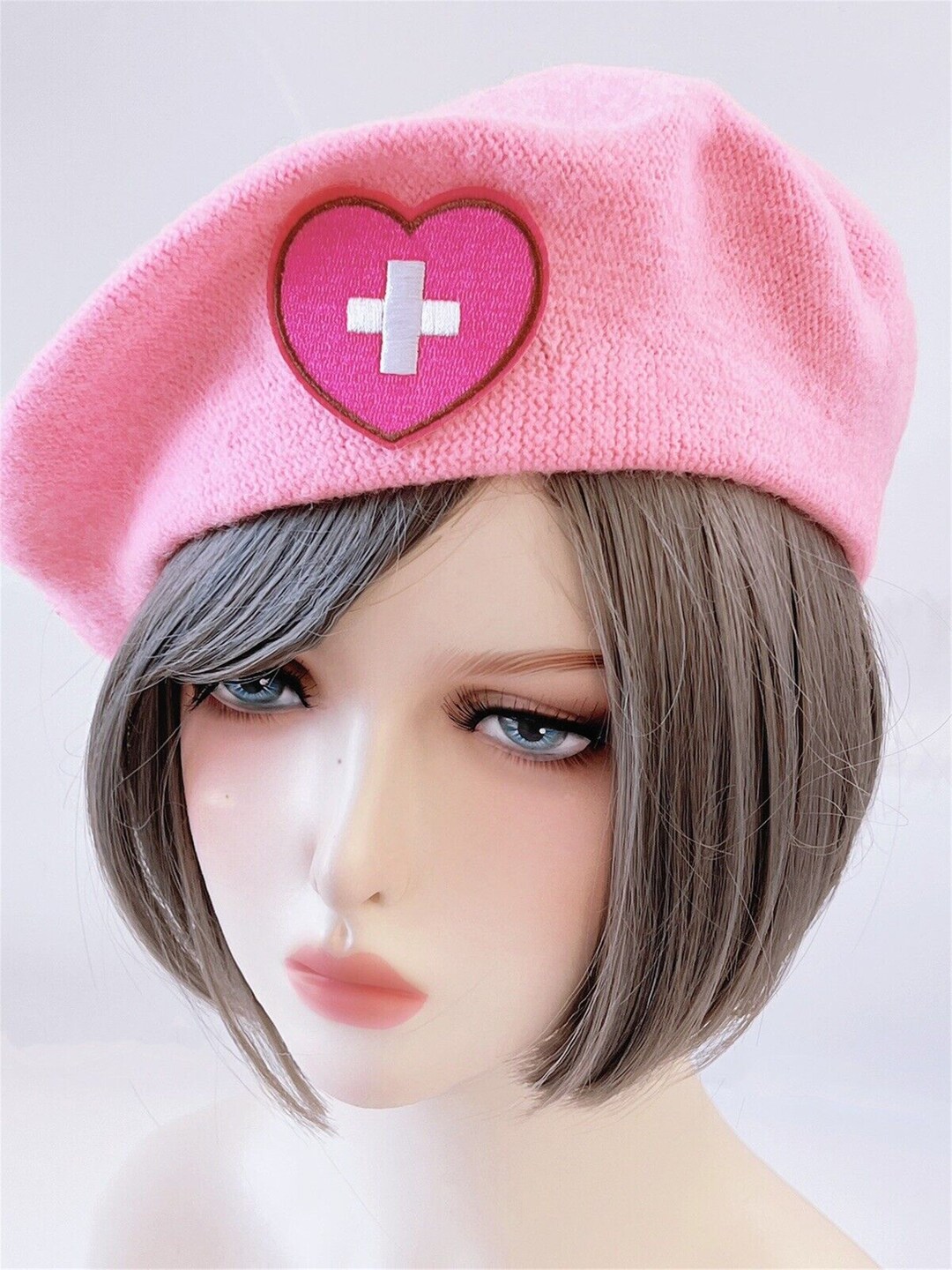 Women Lady Gothic Pink Cross Nurse Halloween French Beret Beanie Hat - Etsy