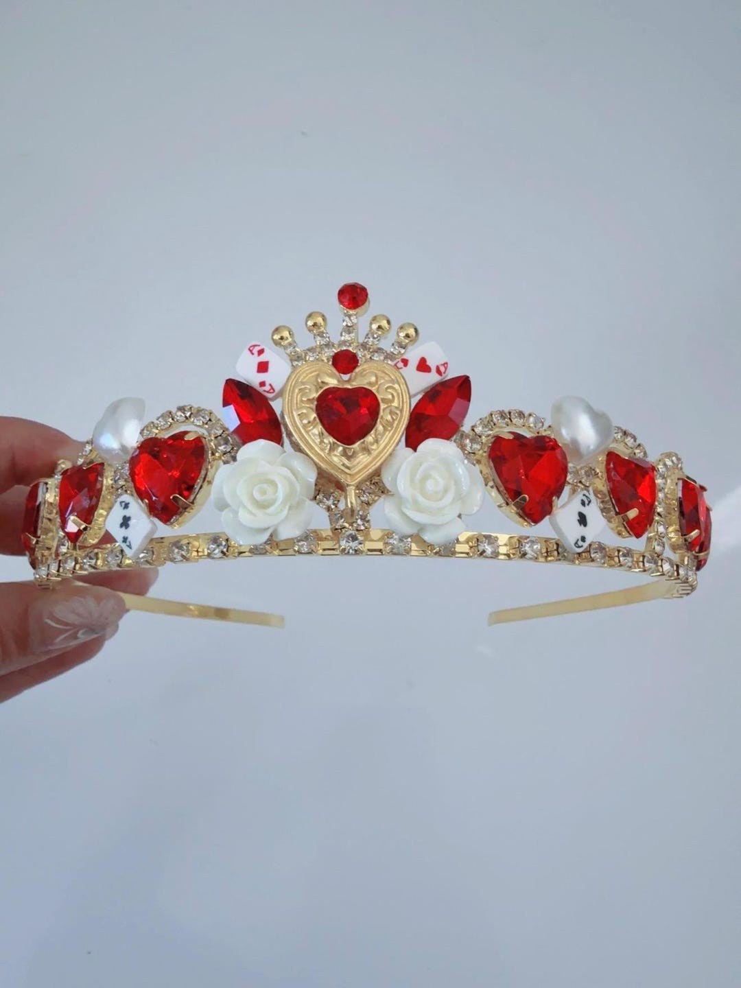 Women Girls Red Heart Queen of Heart Inspired Rose Fairytale Princess ...
