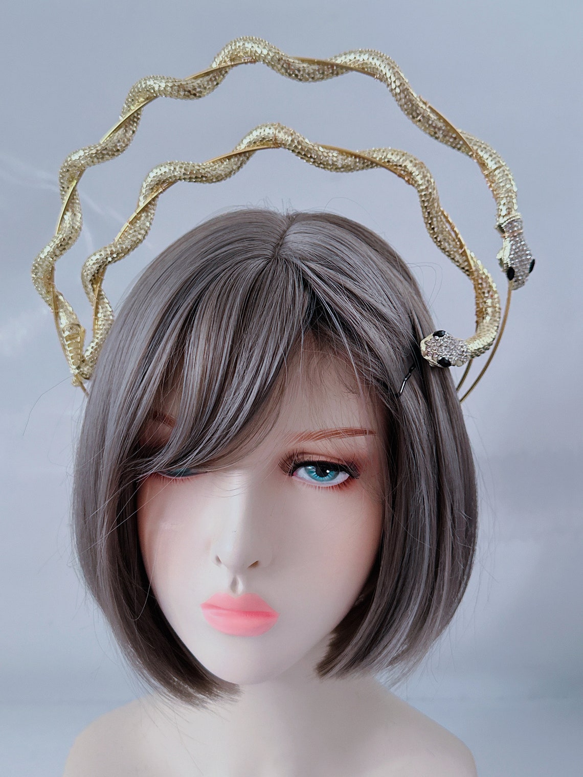 Women Lady Gold Tone Snake Python Medusa Inspired Scary Spooky ...