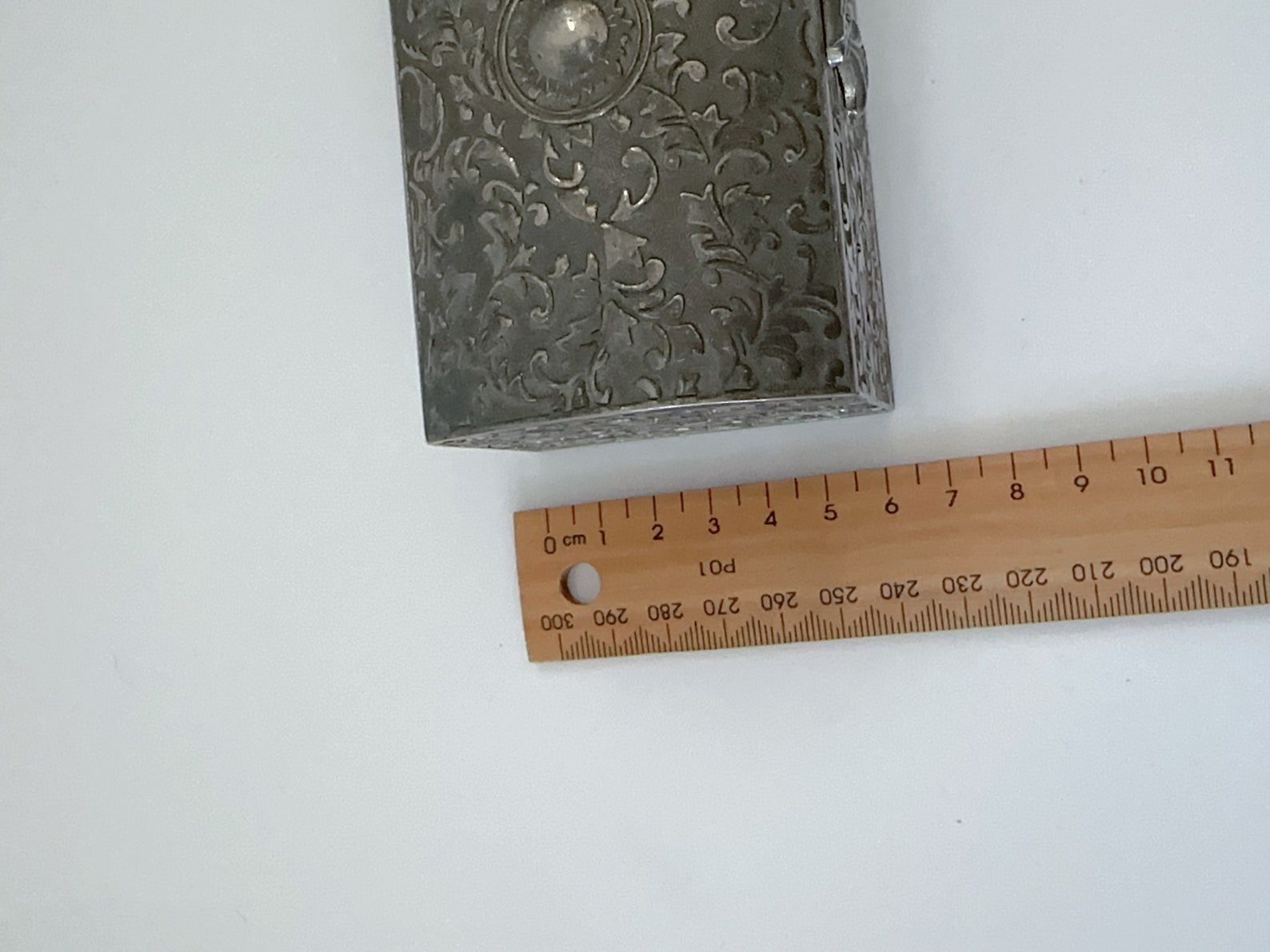 Small Antique Silver Tone Metal Box Rectangular Jewelry Trinket Ring ...