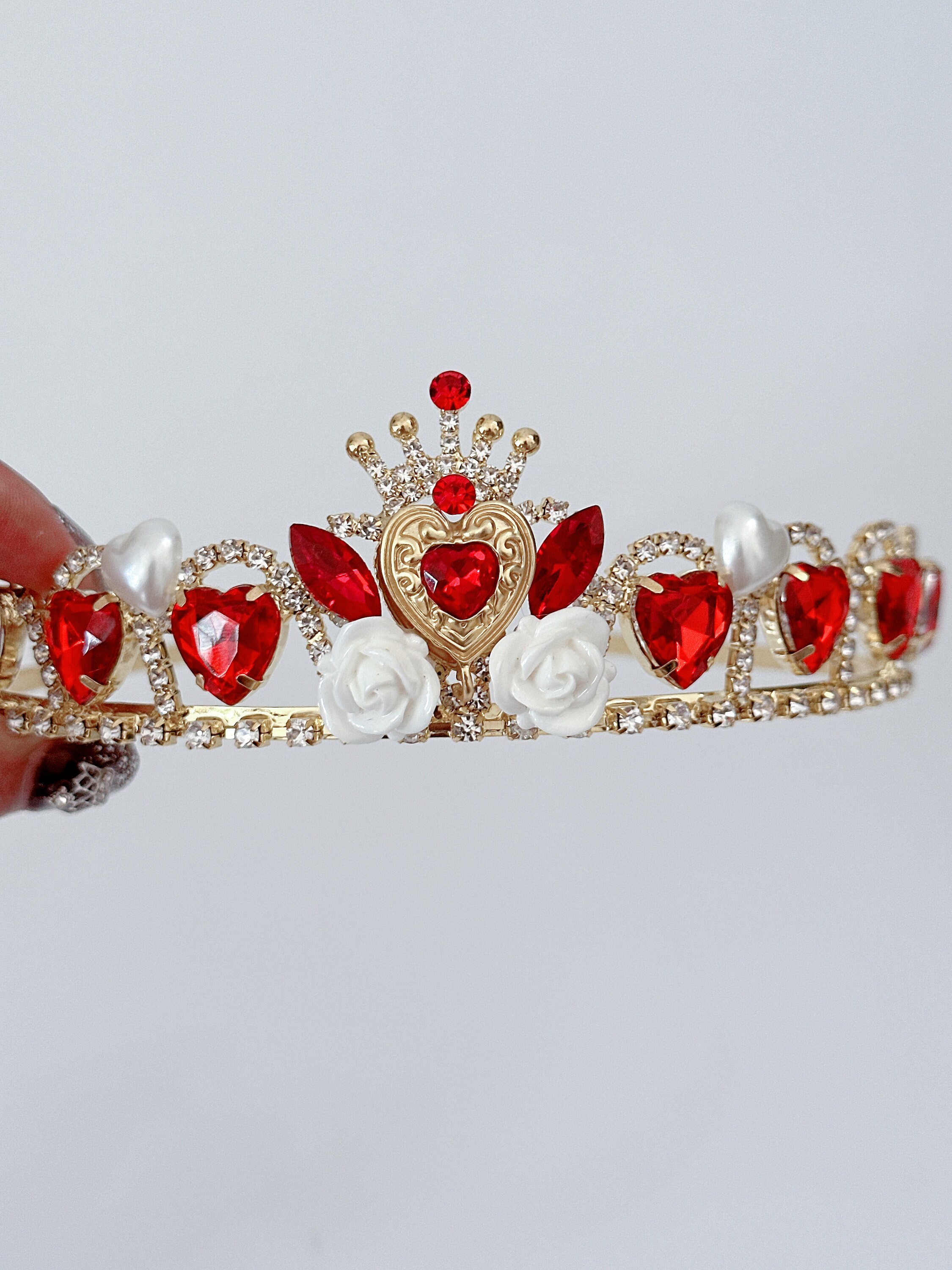 Women Girls Red Heart Queen of Heart Inspired Rose Fairytale Princess ...