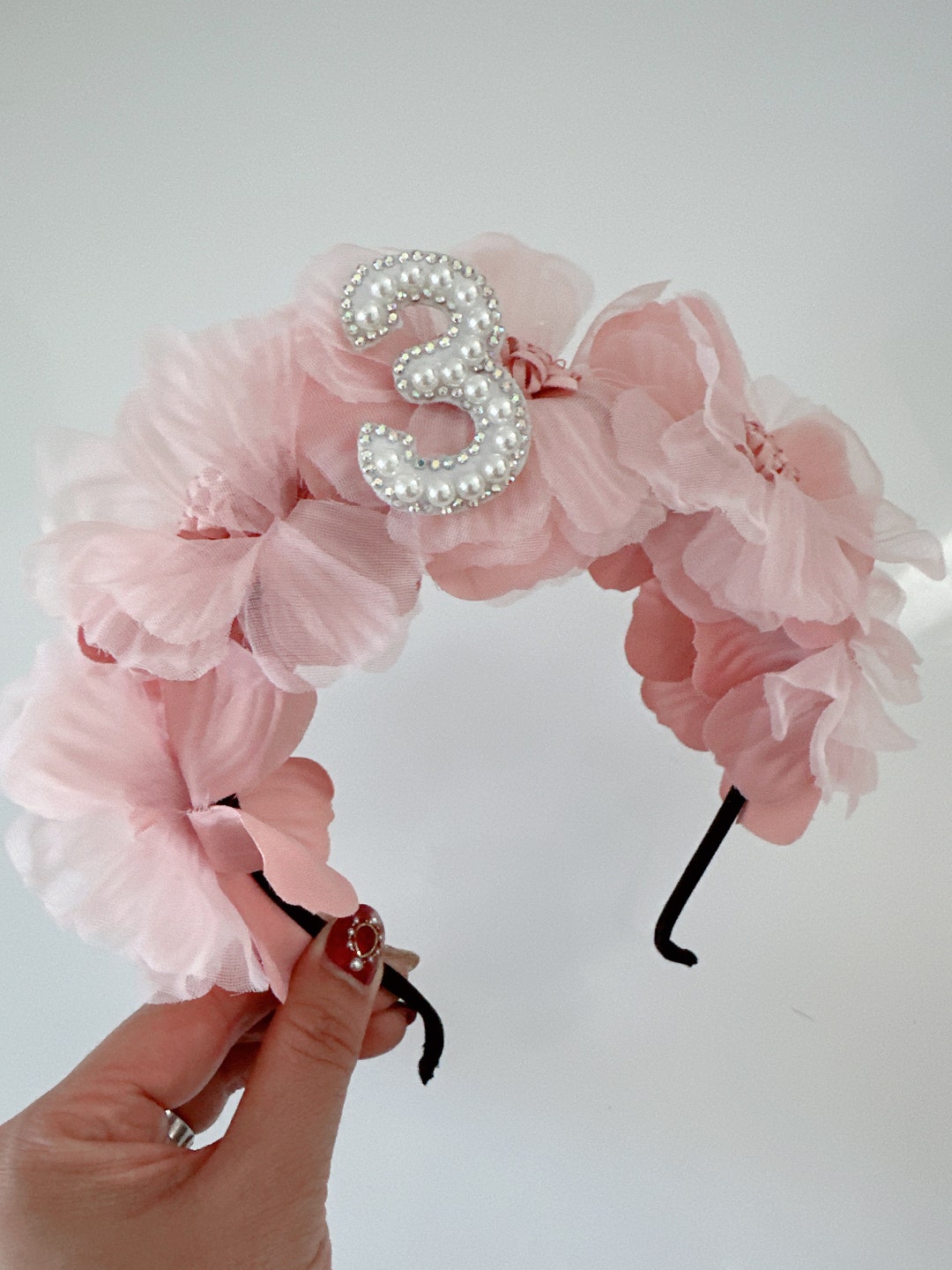 Women Girls Kids Personalised Birthday Pink Flower Headband Hair Band ...
