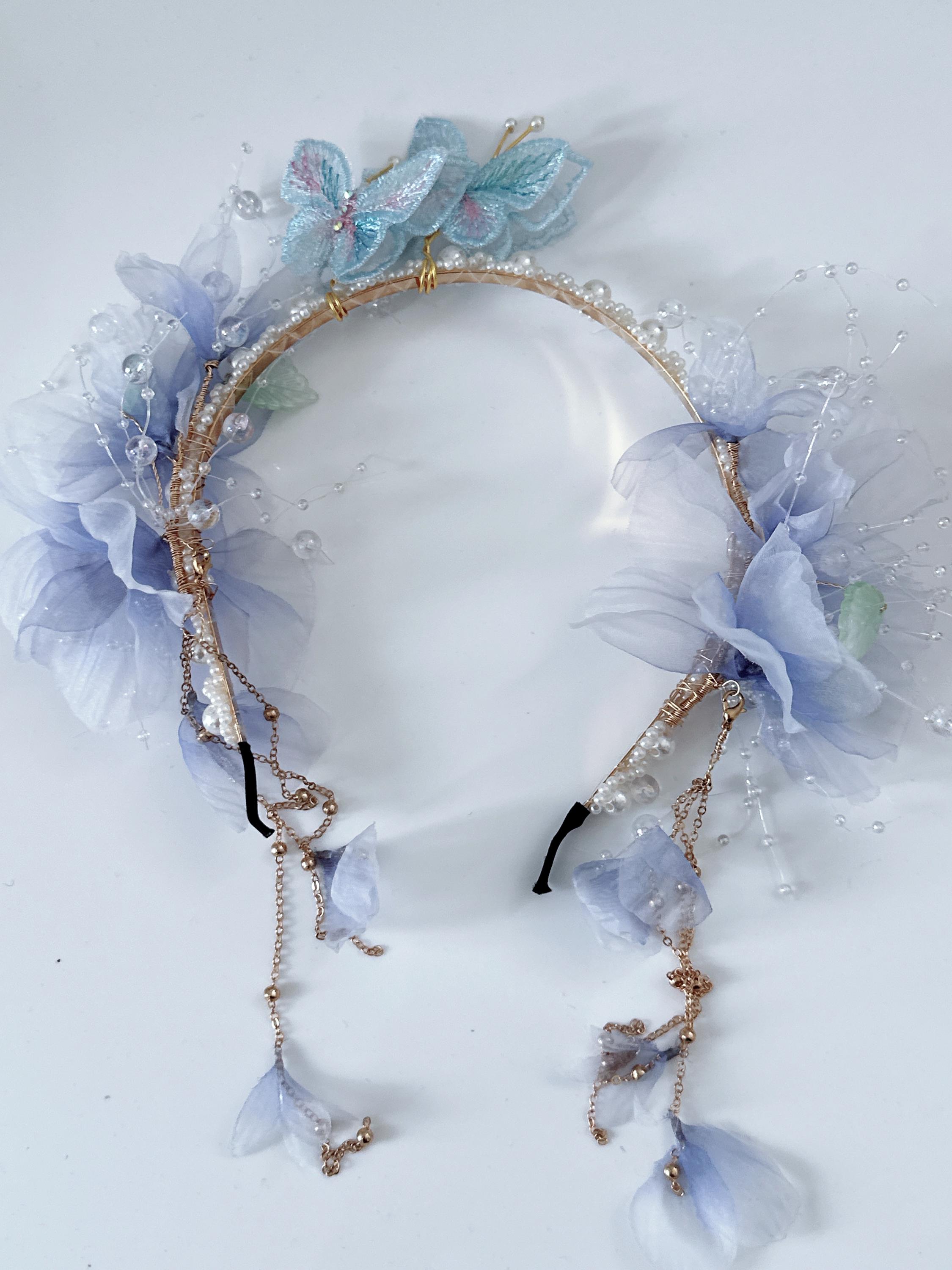 Women Girls Pink Blue Pearl Aesthetic Fancy Butterfly Flower Floral ...