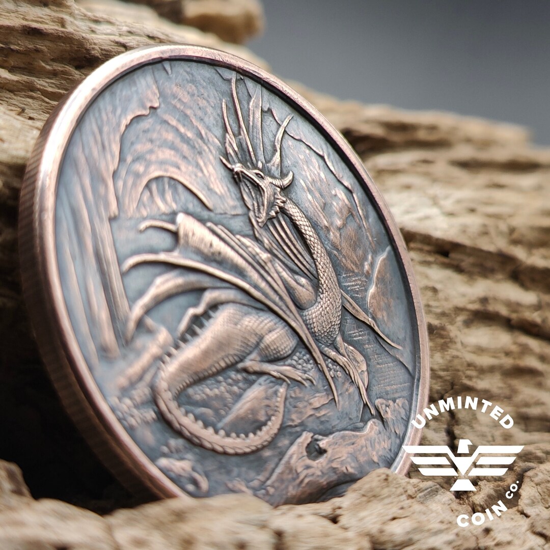 Nordic Creatures: nidhoggr Dragon Antiqued 1oz Copper Coin Collectible ...
