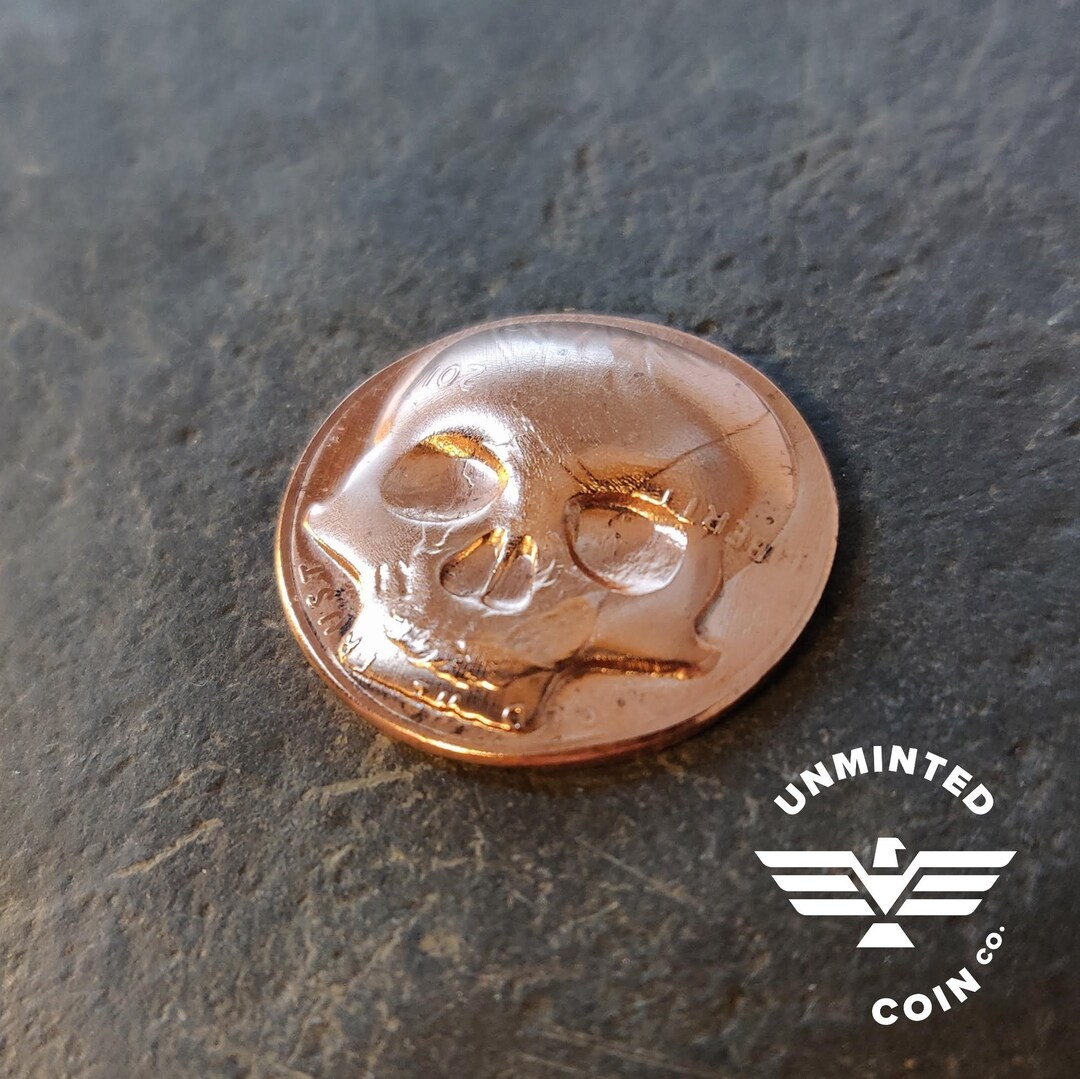 Handmade Copper Skull Penny | Unique Lincoln Cent With Skull Design ...