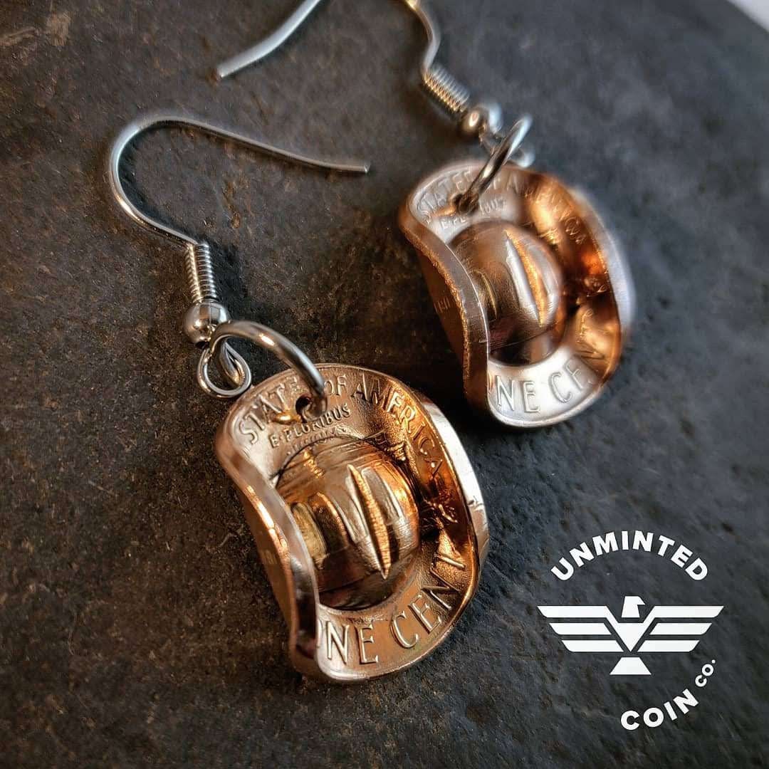 US Lincoln Copper Penny | "cowboy Hat" Earrings - Etsy