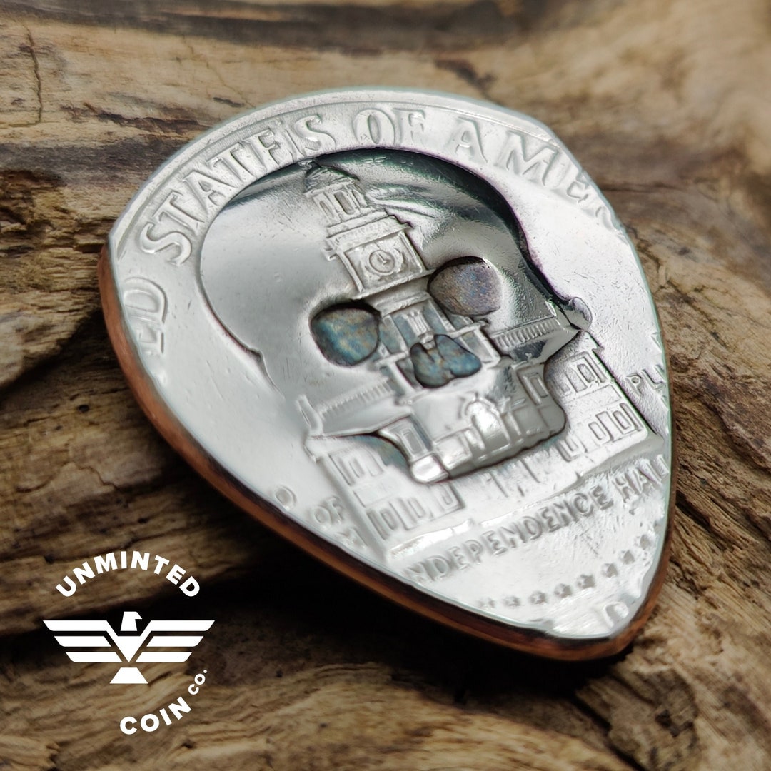 US Kennedy Bicentennial Half Dollar "skull Impression" Coin Guitar Pick ...