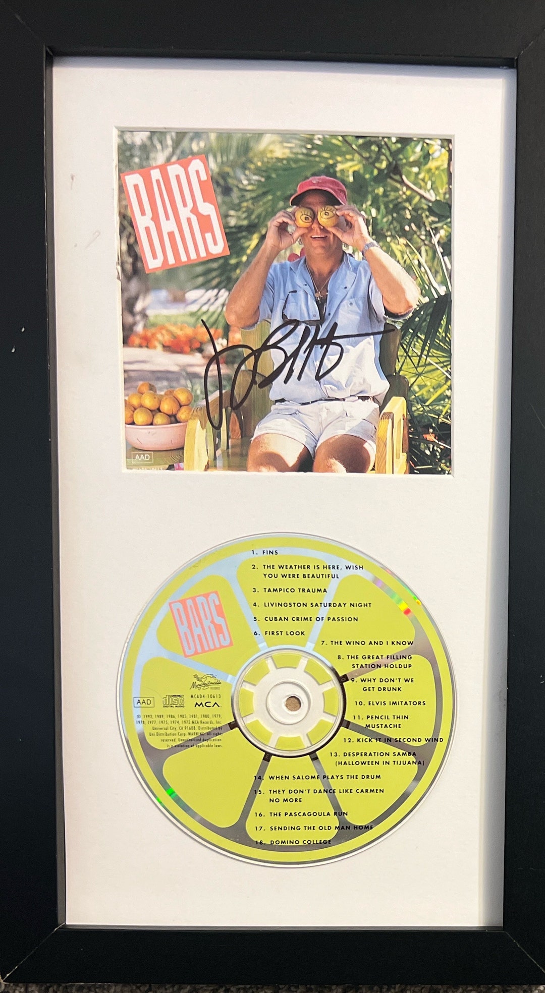 Jimmy Buffett Signed Framed CD W/cd Cover 12x7 Bars - Etsy