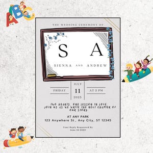 Teacher Wedding Invitation Template – Editable Canva Wedding Invite ...