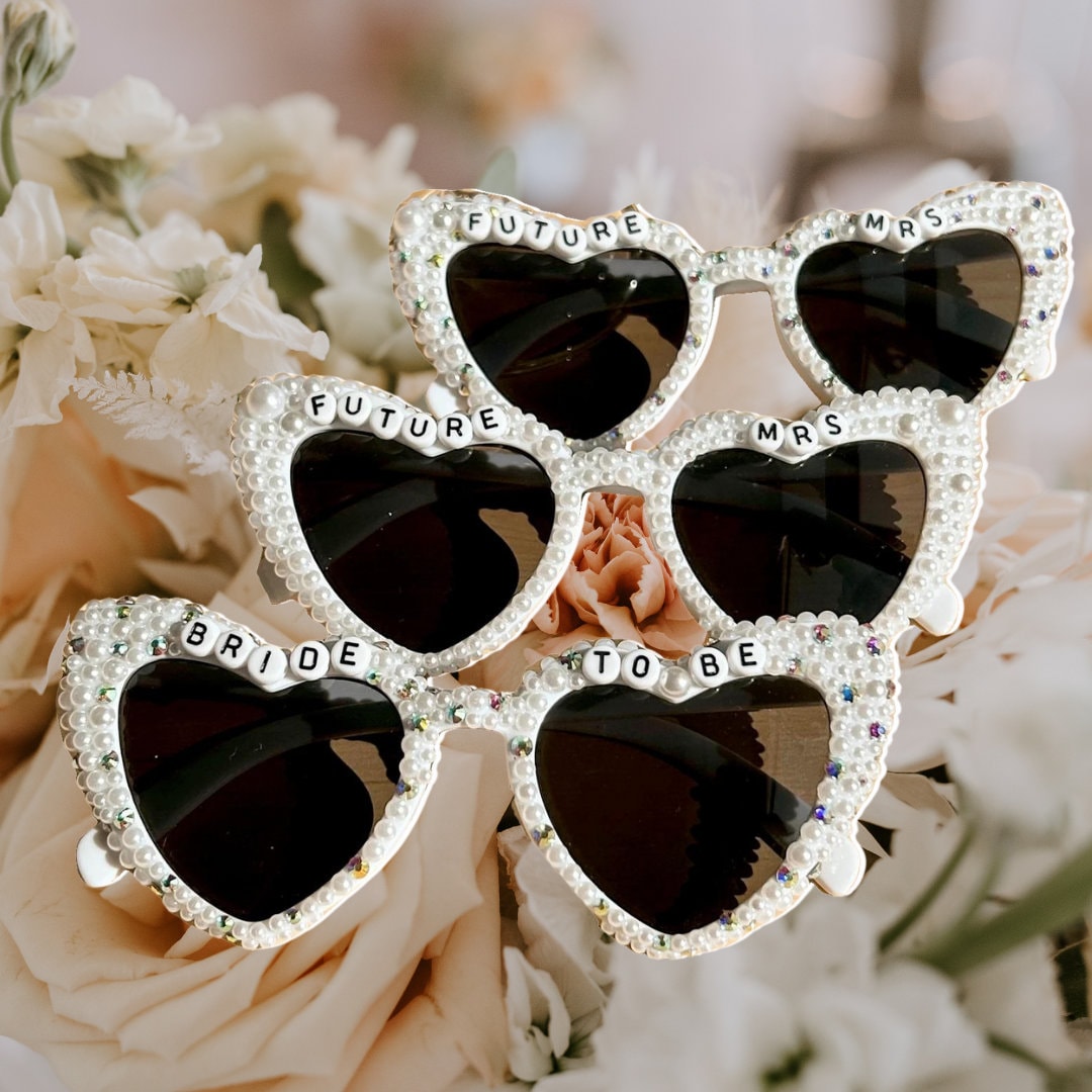 Customized Bride Heart Rhinestone Sunglasses, Bride to Be Sunglasses ...