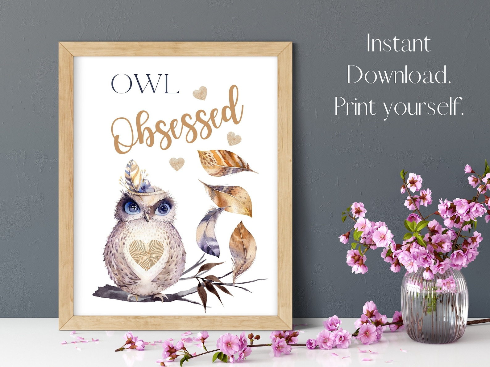 Wall Art for Owl Lovers, "owl Obsessed" Quote, INSTANT DOWNLOAD, Owl ...