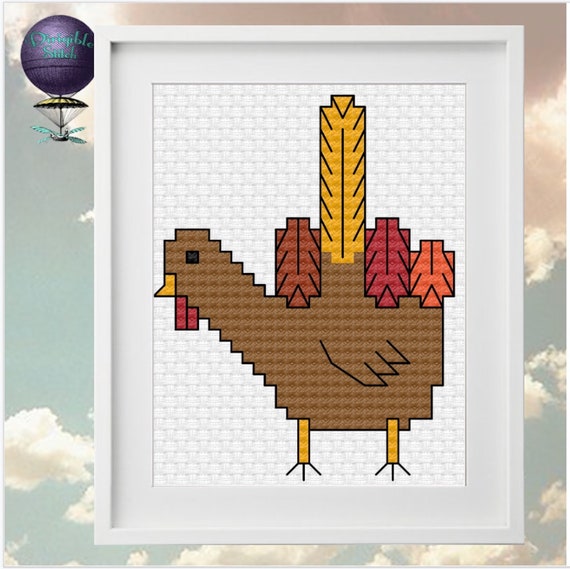 Disgruntled Hand-turkey Cross Stitch Pattern | Etsy