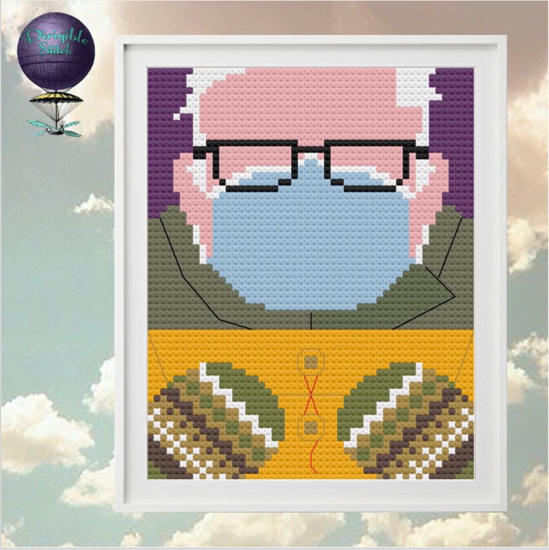 Bundled-up Bernie Meme Cross Stitch Pattern, Bundled Bernie Color Block ...