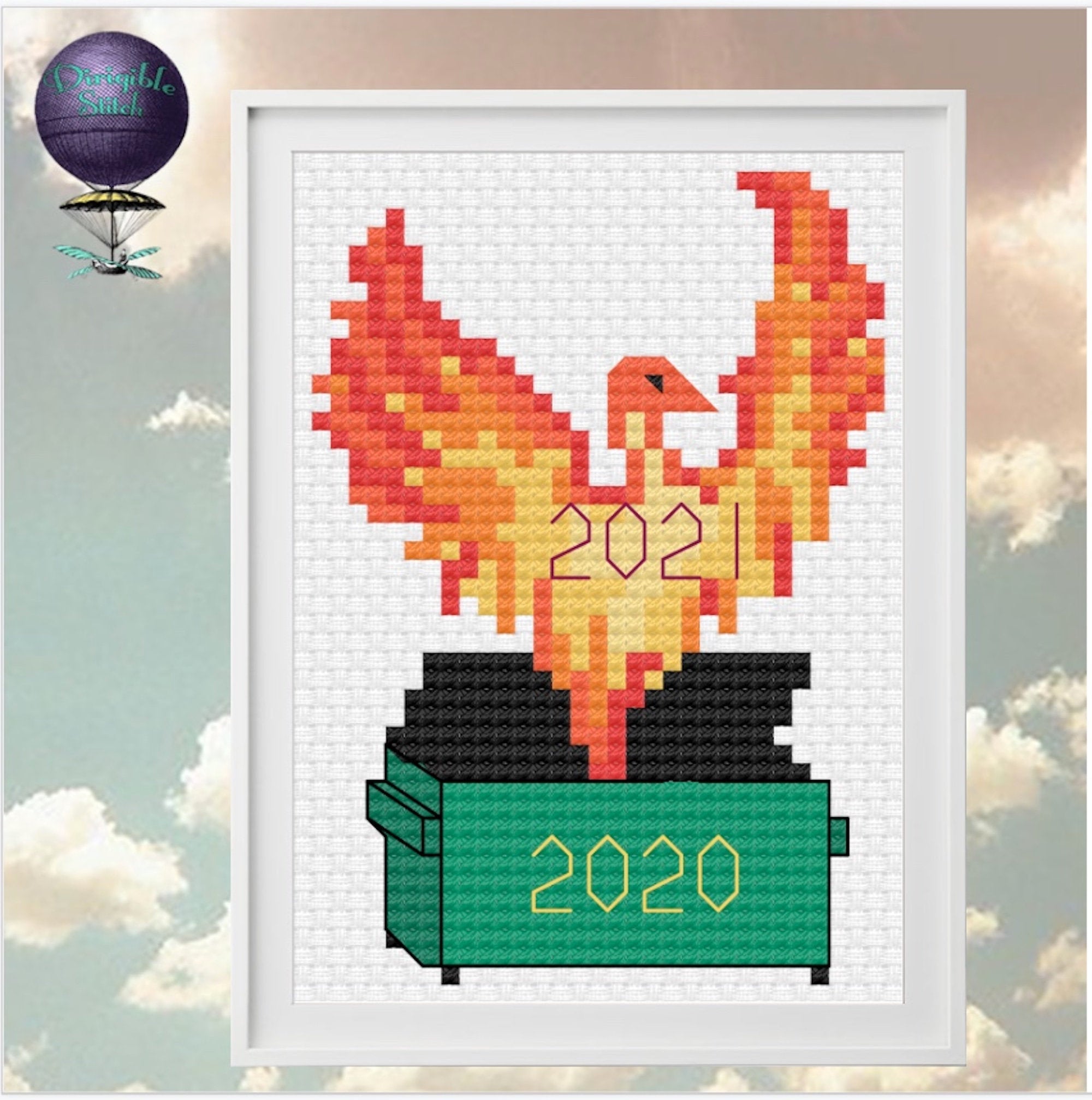 2021 Dumpster-fire Phoenix Cross Stitch Pattern | Etsy
