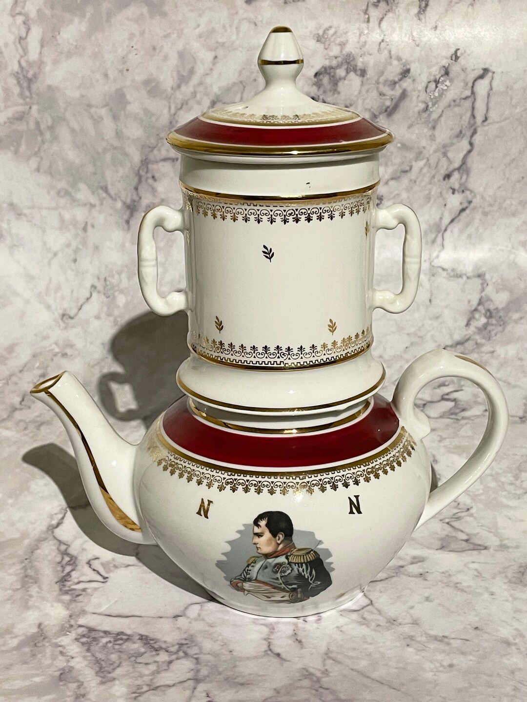 Unique Vintage Napoleon Tea Pot, Porcelaine De Luxe, Apilco France - Etsy