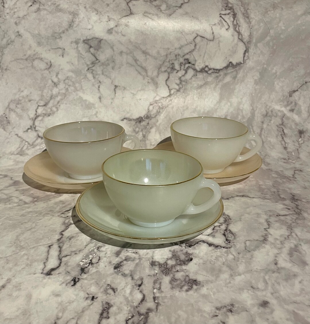Vintage Arcopal Harlequin Cups & Saucers, France, 3 Pieces - Etsy