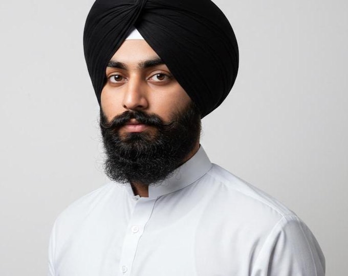 Sikh Turban - Black Turban | Voile Turban | 100% Cotton | Turban Fabric ...