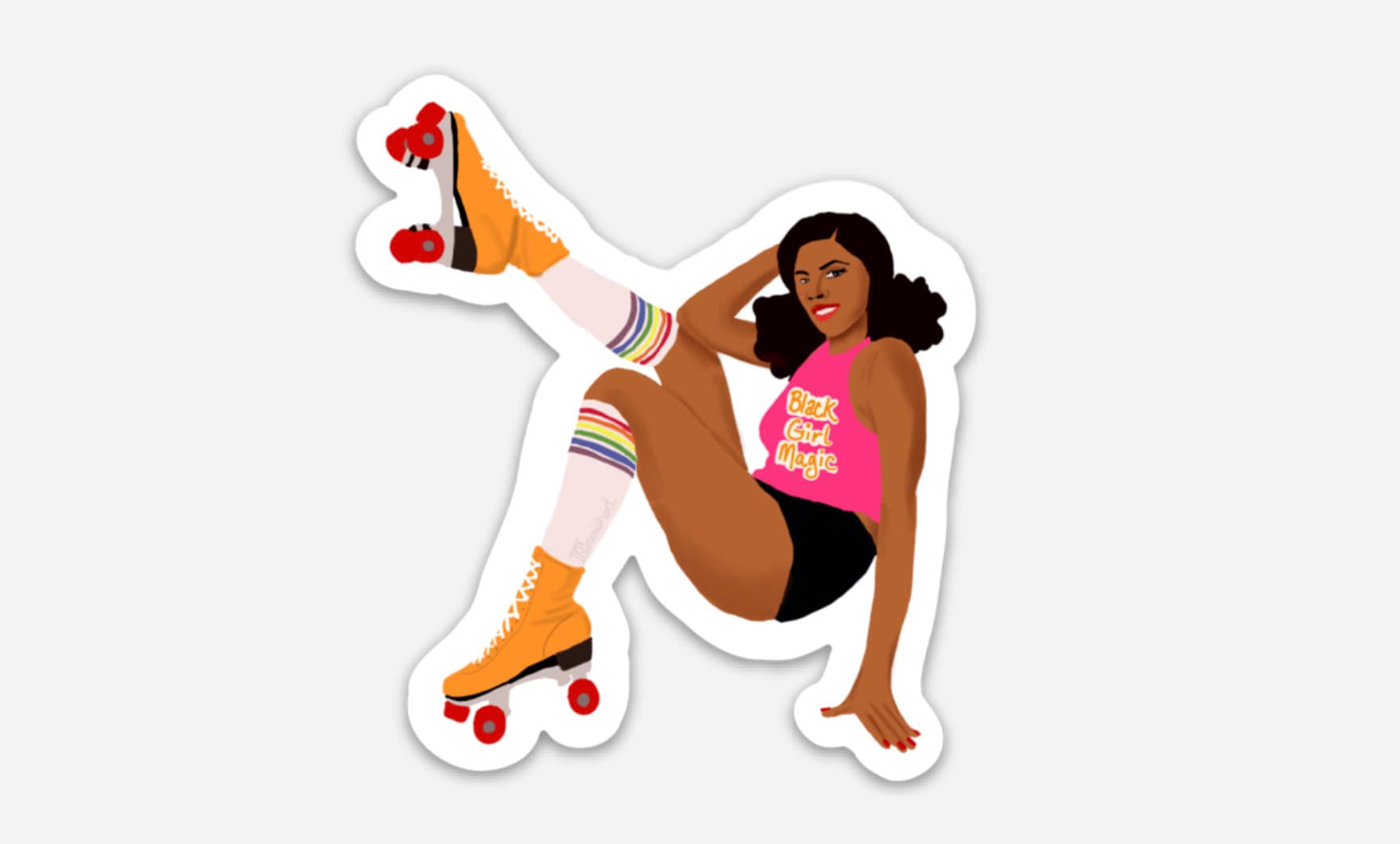 Roller Skating Girl Stickers / Black Girl Magic Sticker / Black Woman ...