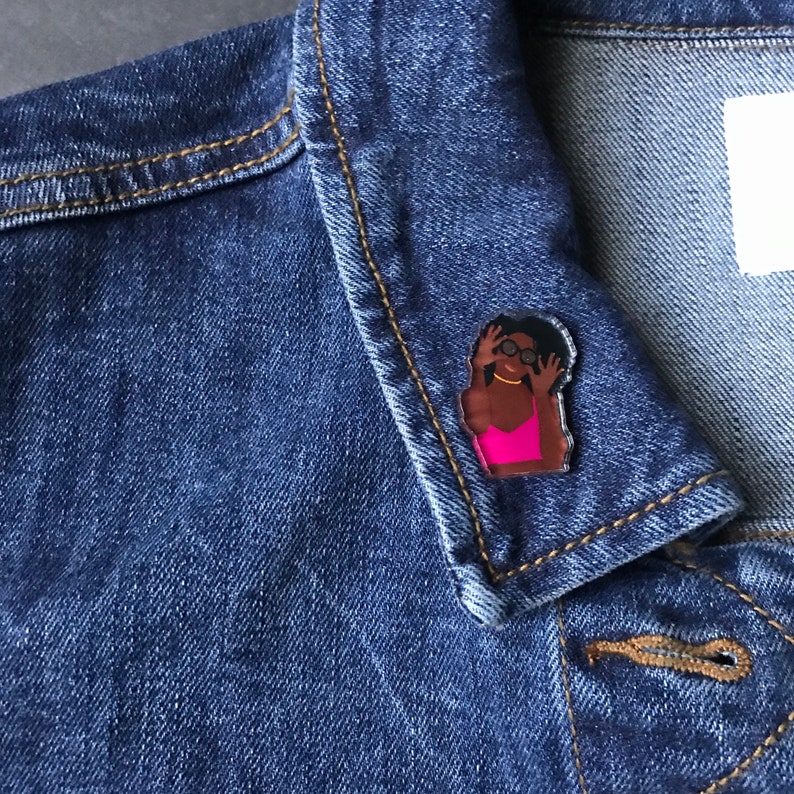 Curly Girl Acrylic Pin Girly Pin Black Women Pin Jacket - Etsy
