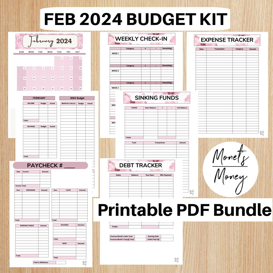 2024 February Budget Planner Kit, Budget Planner Printable, Budget ...