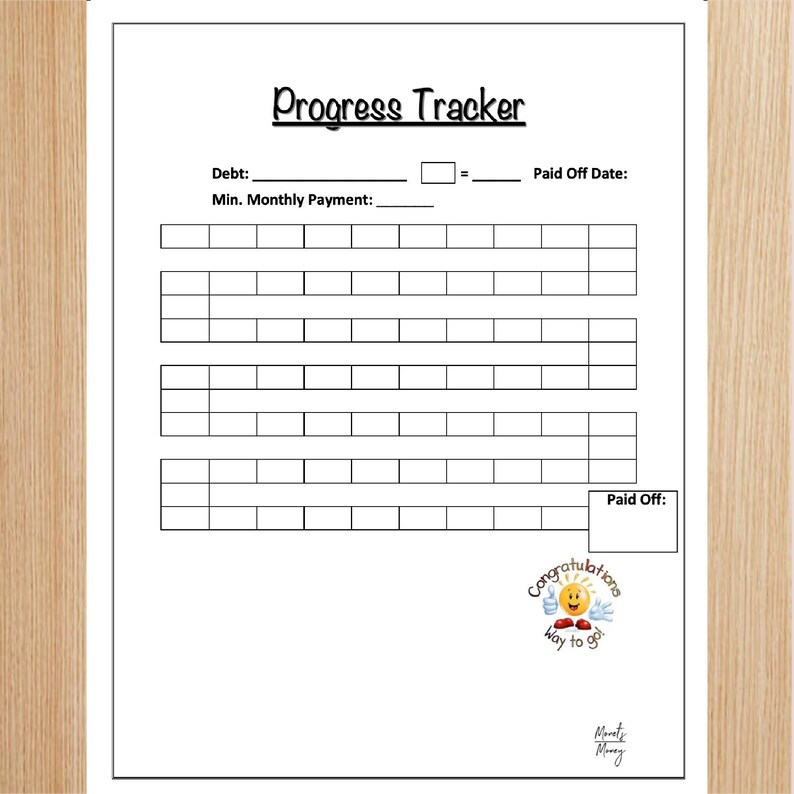 Debt Progress Tracker Printable File Debt Payoff Tracker | Etsy
