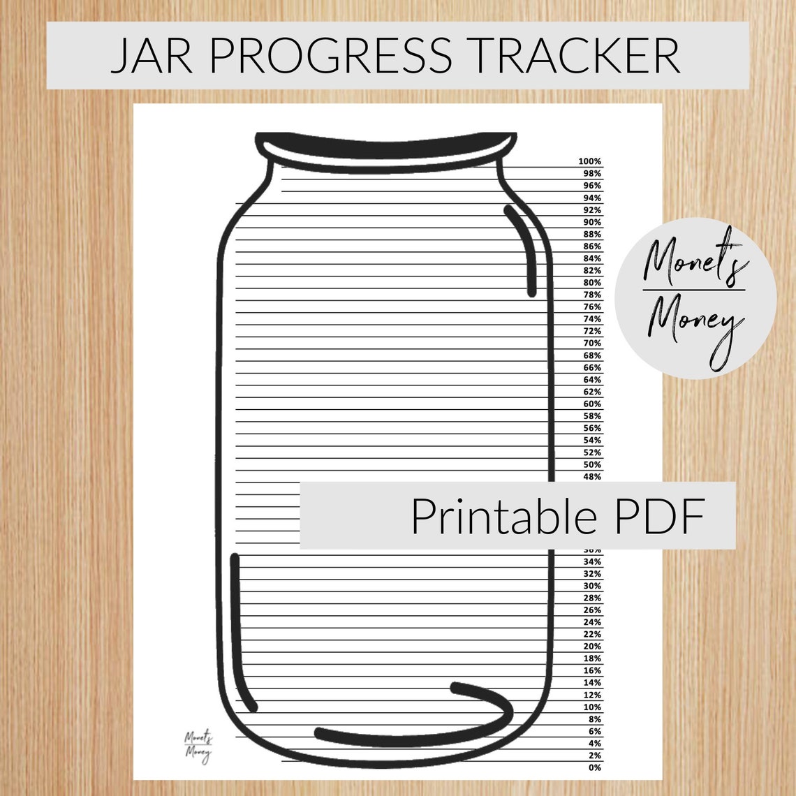 Jar Tracker Progress Tracker Printable Savings Tracker - Etsy
