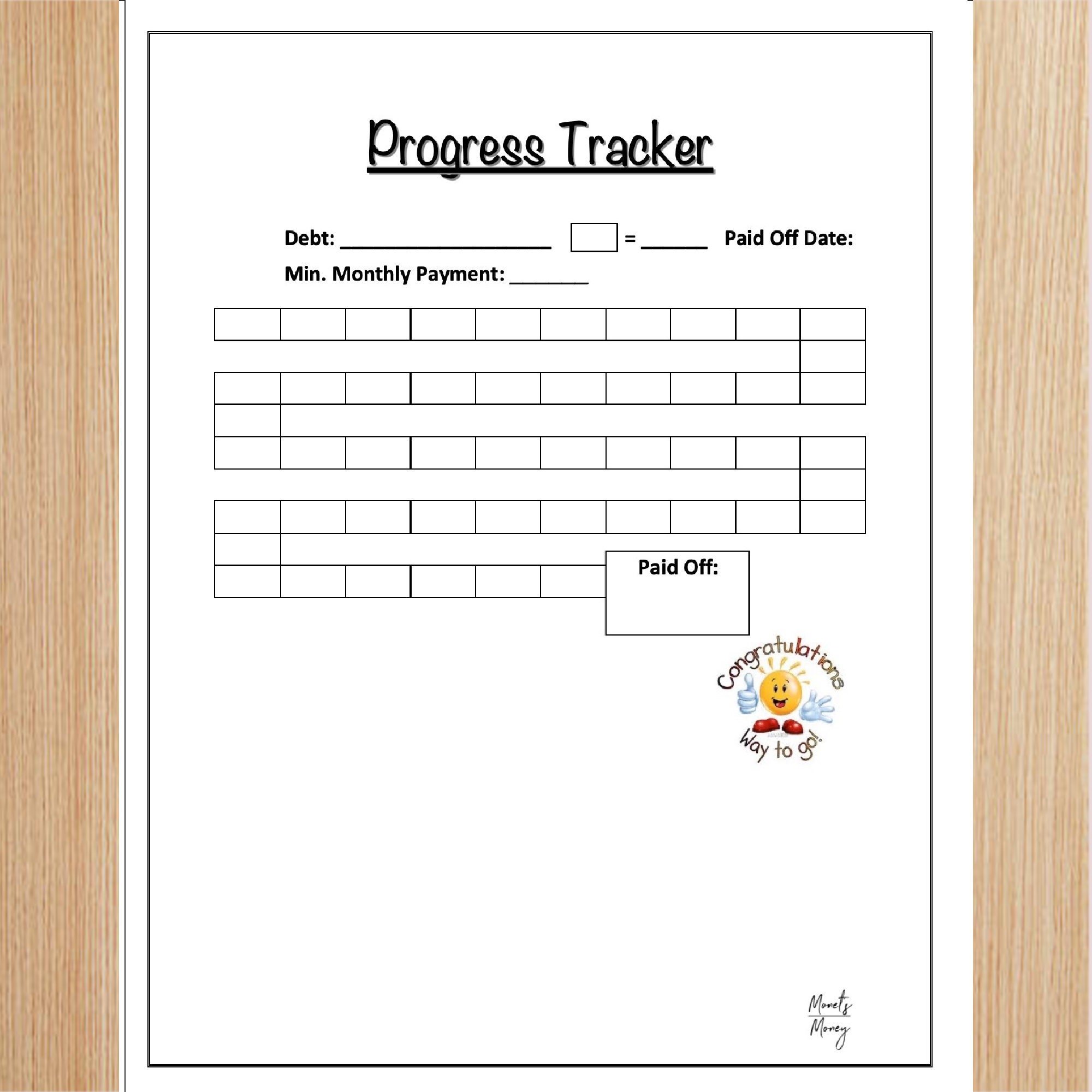 Debt Progress Tracker Printable File Debt Payoff Tracker - Etsy