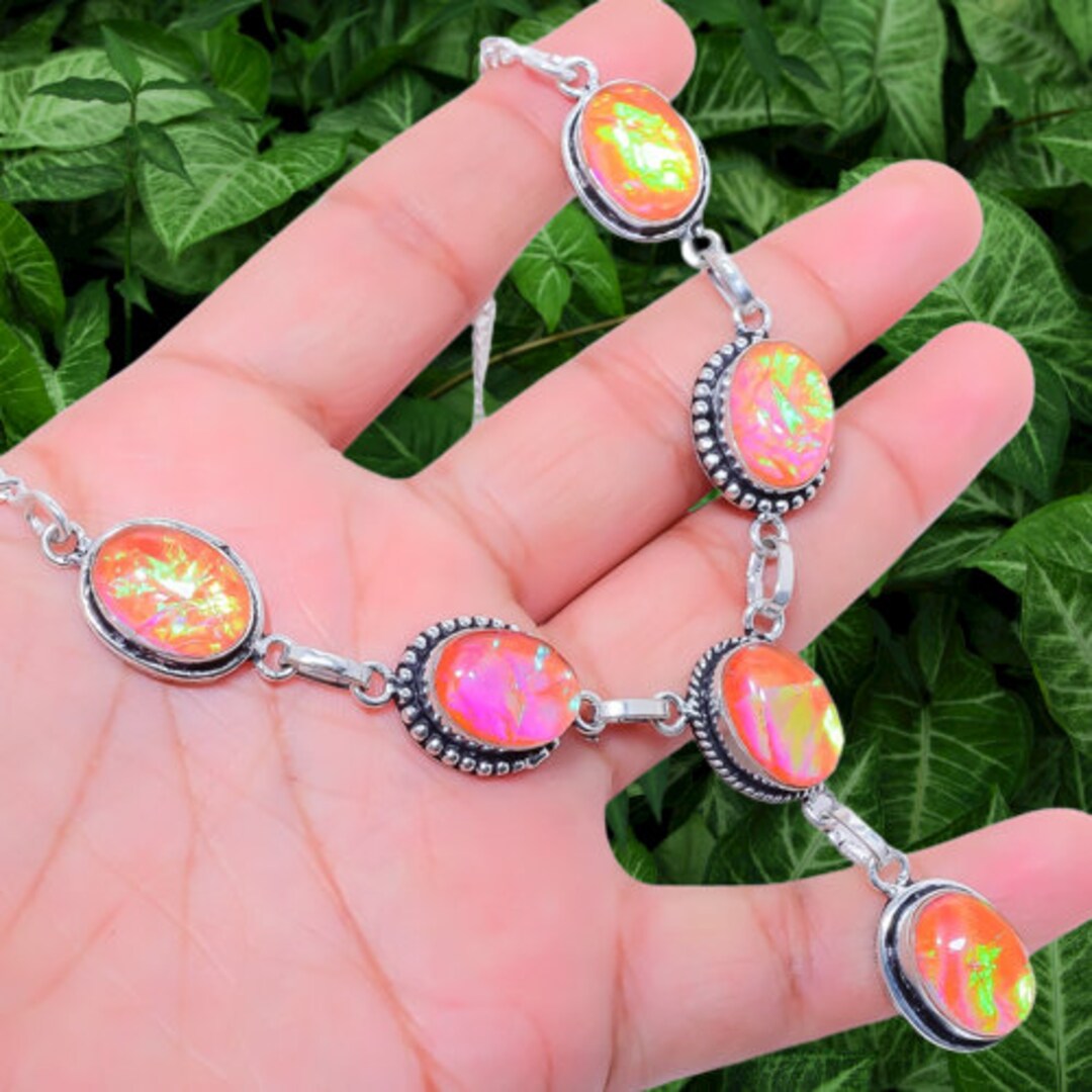 Australian Triplet Opal Necklace, 925 Sterling Silver Necklace ...