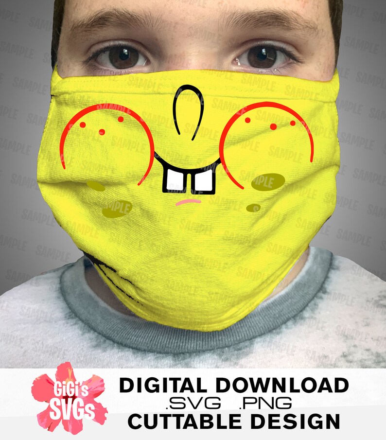 Spongebob svg BUNDLE of 16 Face mask Designs SpongeBob Faces | Etsy