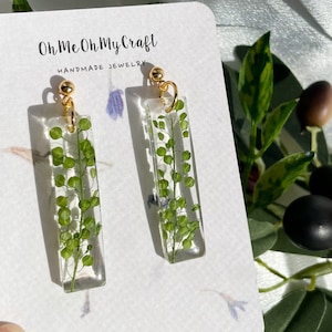 Handmade Green Forest Botanical Earring. Lepidium Plant Real Flower ...