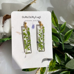 Handmade Green Forest Botanical Earring. Lepidium Plant Real Flower ...