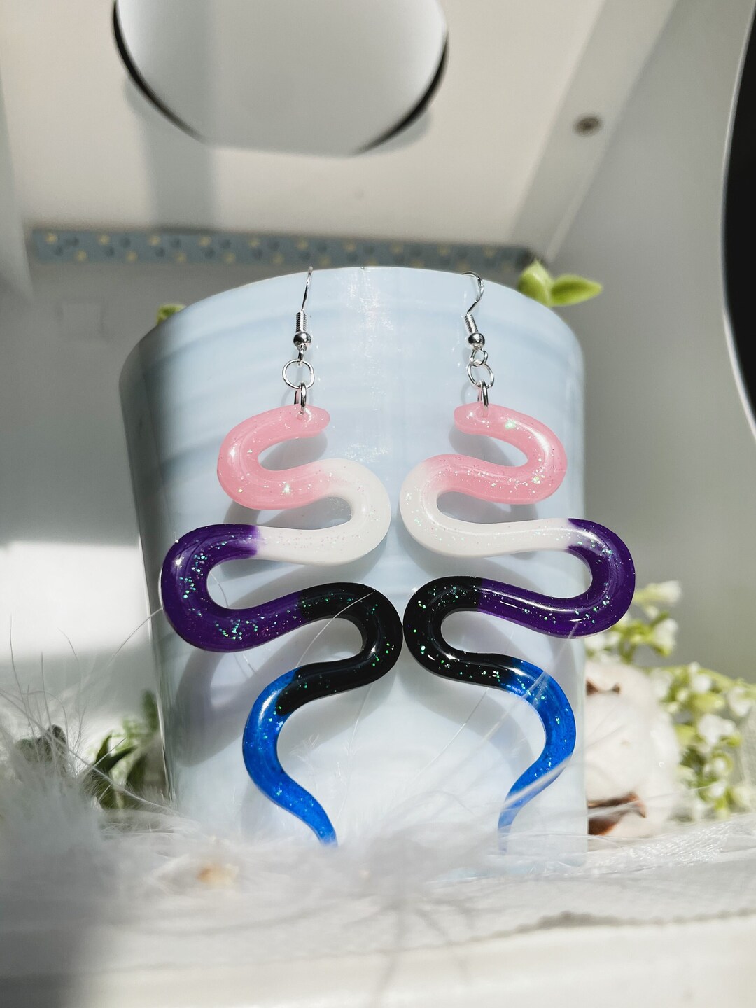 Handmade Snake Earring Genderfluid Flag Color LGBTQ Resin - Etsy
