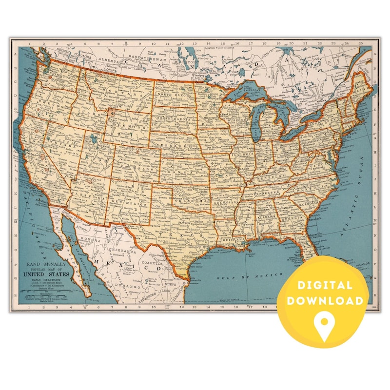 Usa Map Poster - Etsy