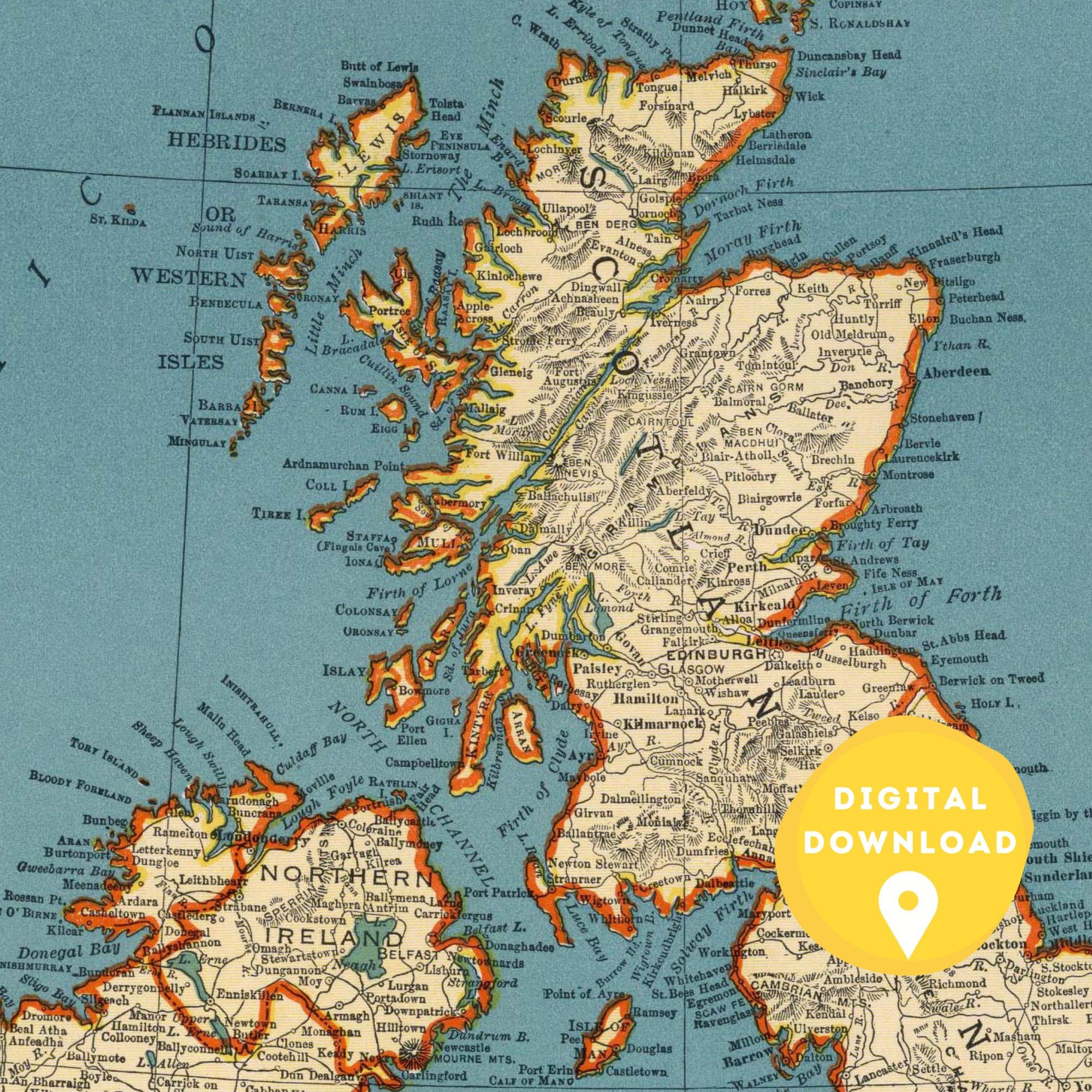 Map of UK, Printable British Map, UK Map Poster, United Kingdom Map, UK ...