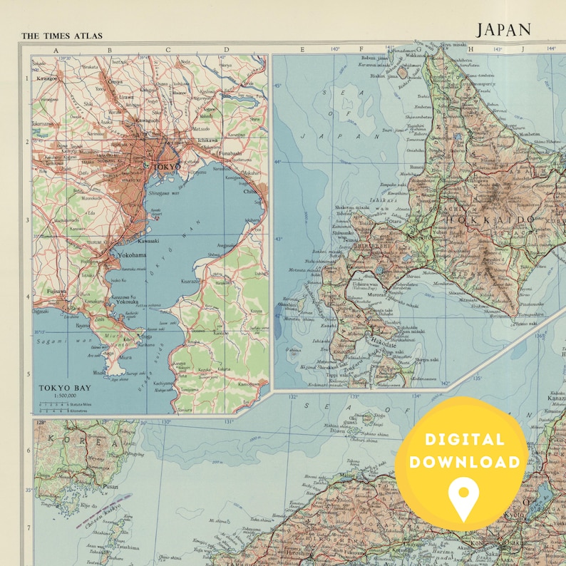 Vintage Japan Map Print: Detailed Japanese Cartography (digital ...