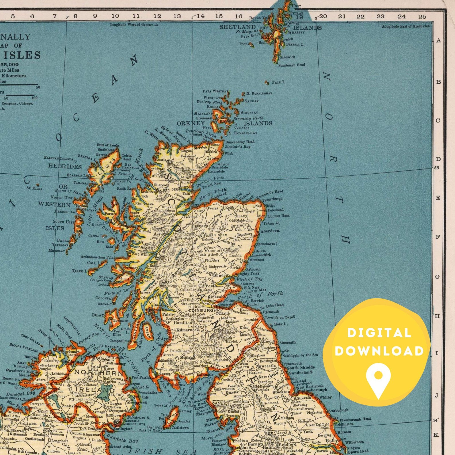 Map of UK, Printable British Map, UK Map Poster, United Kingdom Map, UK ...